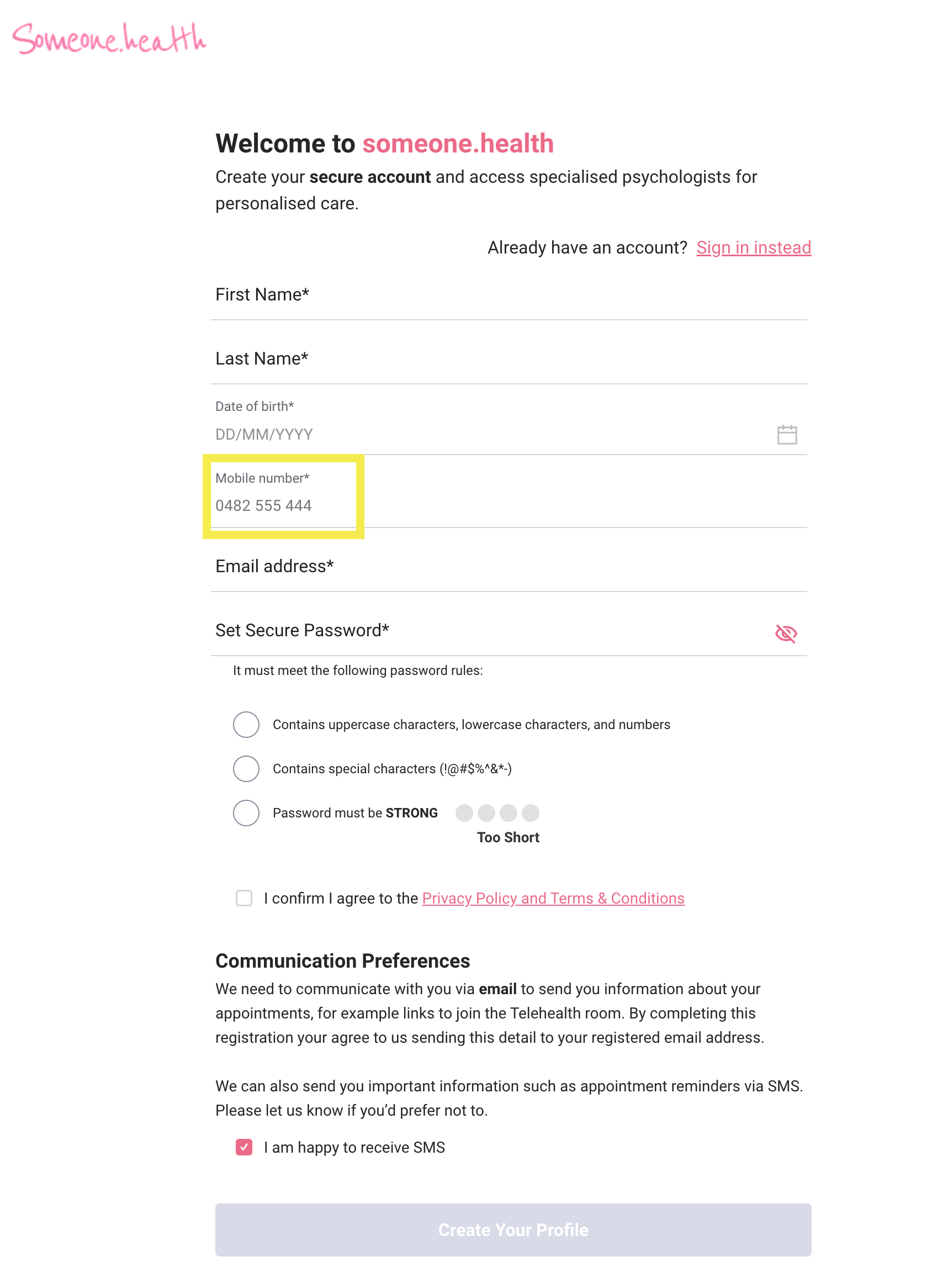 Why is my mobile number not valid?